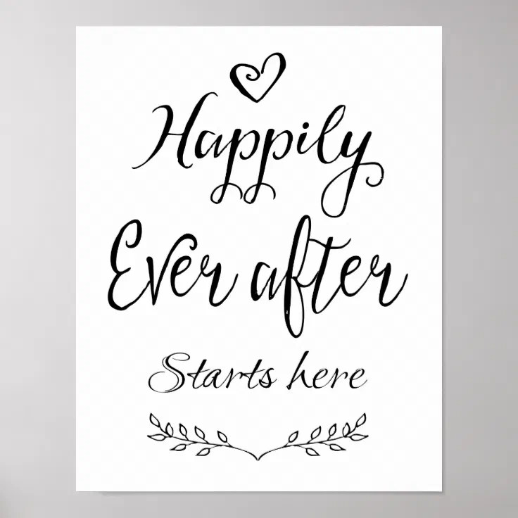 Modern Calligraphy Happily Ever after start print | Zazzle
