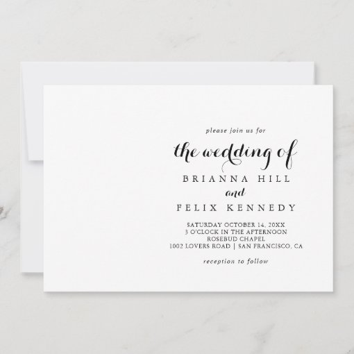 Modern Calligraphy Horizontal Wedding Invitation | Zazzle
