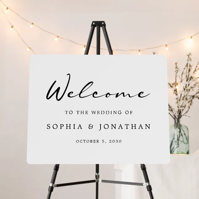 Modern Calligraphy Horizontal Wedding Welcome Sign | Zazzle