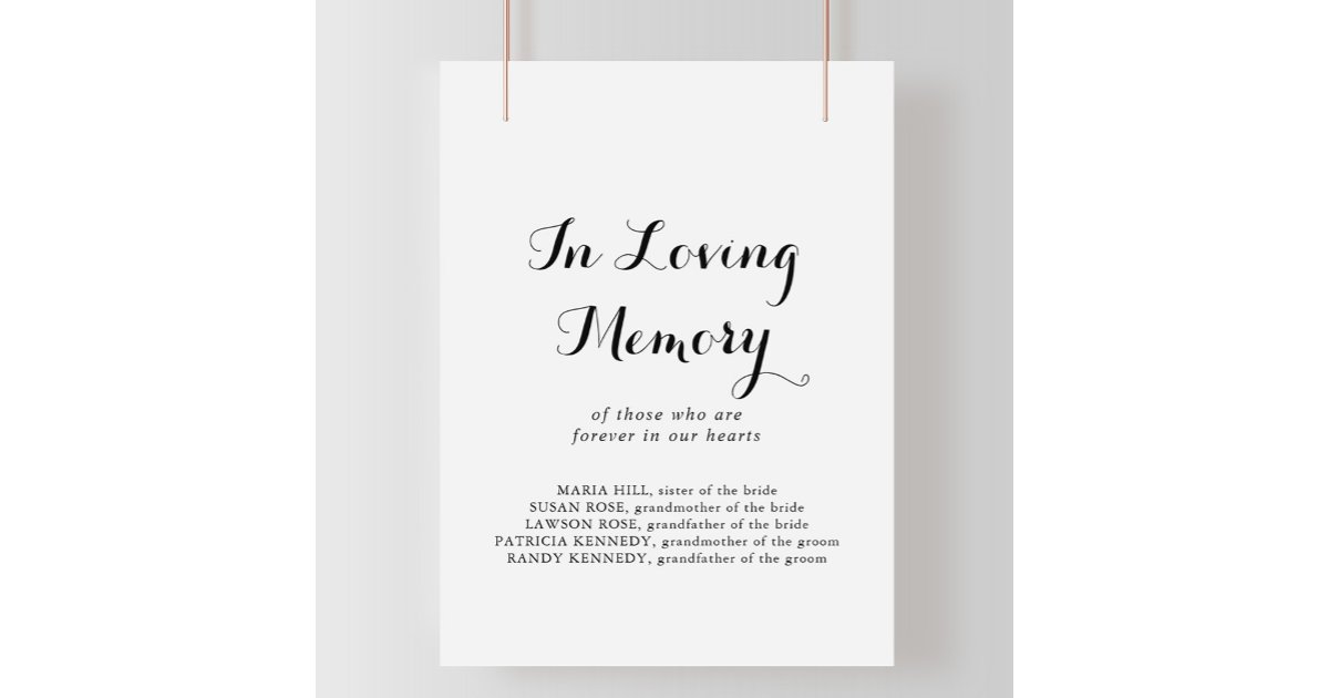 Modern Calligraphy In Loving Memory Sign | Zazzle