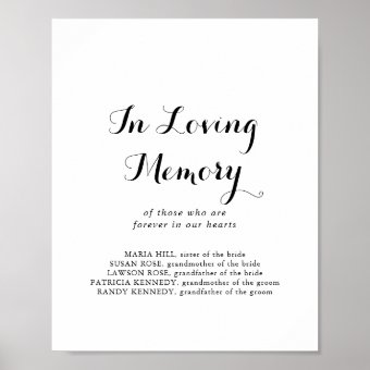 Modern Calligraphy In Loving Memory Sign | Zazzle