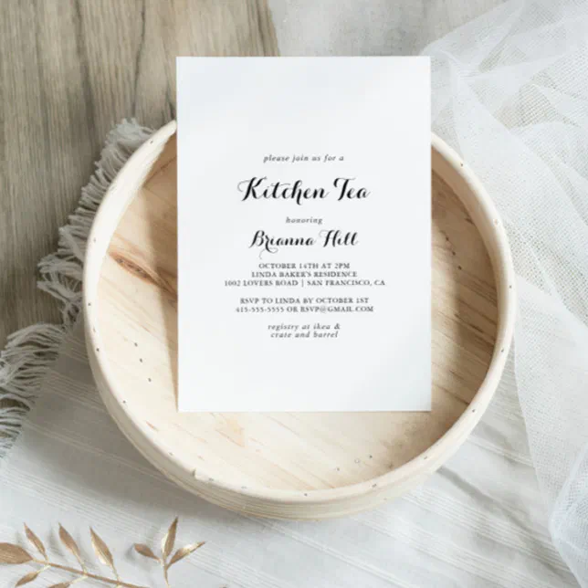 Modern Calligraphy Kitchen Tea Bridal Shower Invitation | Zazzle
