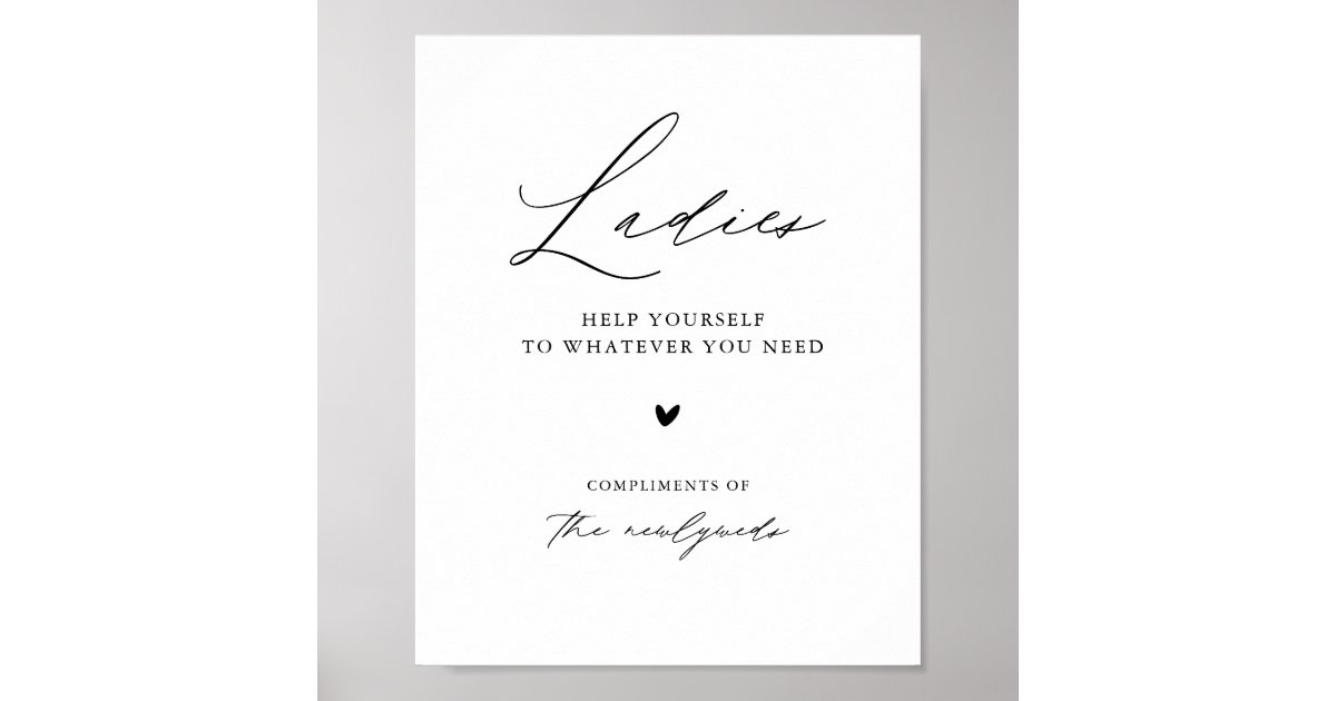 Modern Calligraphy Ladies Wedding Bathroom Sign | Zazzle