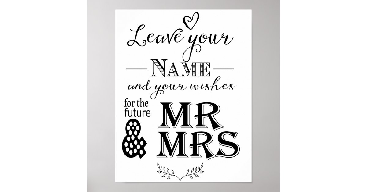 Modern Calligraphy Leave your wishes print | Zazzle
