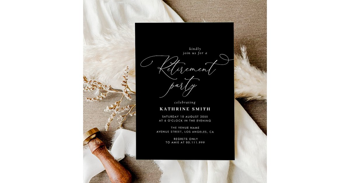Modern Calligraphy Lettering Retirement Party Invitation | Zazzle