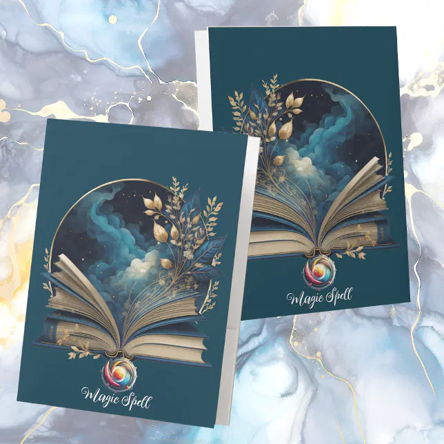 Modern Calligraphy Magic Spell Book Mystic Logo Pocket Folder | Zazzle