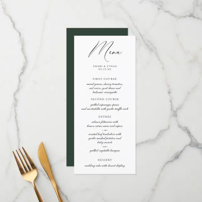 Modern Calligraphy Minimalist Menu | Zazzle