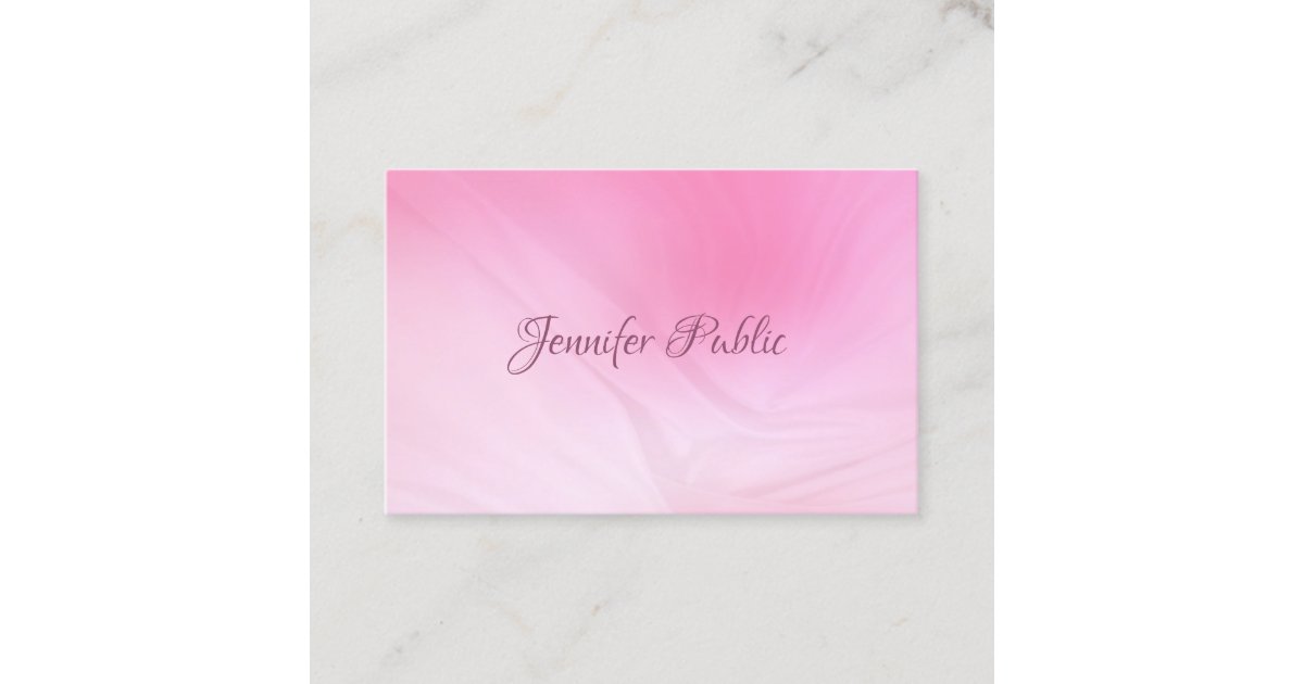 Modern Calligraphy Name Elegant Pink Template Business Card | Zazzle