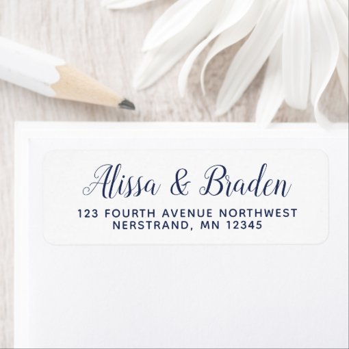 Modern Calligraphy -Navy- Address Labels Flipped | Zazzle