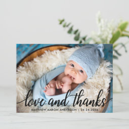 Modern Calligraphy New Baby Love and Thanks Card | Zazzle