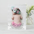 Modern Calligraphy New Baby Photo Announcement | Zazzle