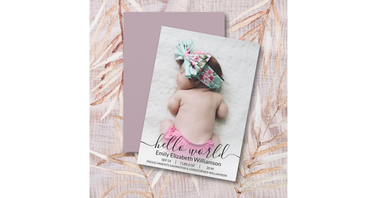 Modern Calligraphy New Baby Photo Announcement | Zazzle