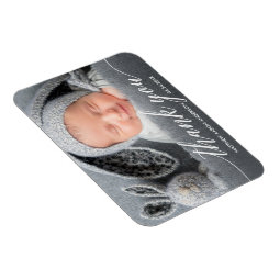Modern Calligraphy New Baby Photo Thank You Magnet | Zazzle