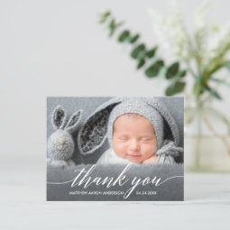 Modern Calligraphy New Baby Thank You Postcard | Zazzle