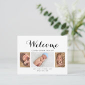 Modern Calligraphy Photo Birth Announcement Card | Zazzle