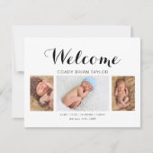 Modern Calligraphy Photo Birth Announcement Card | Zazzle