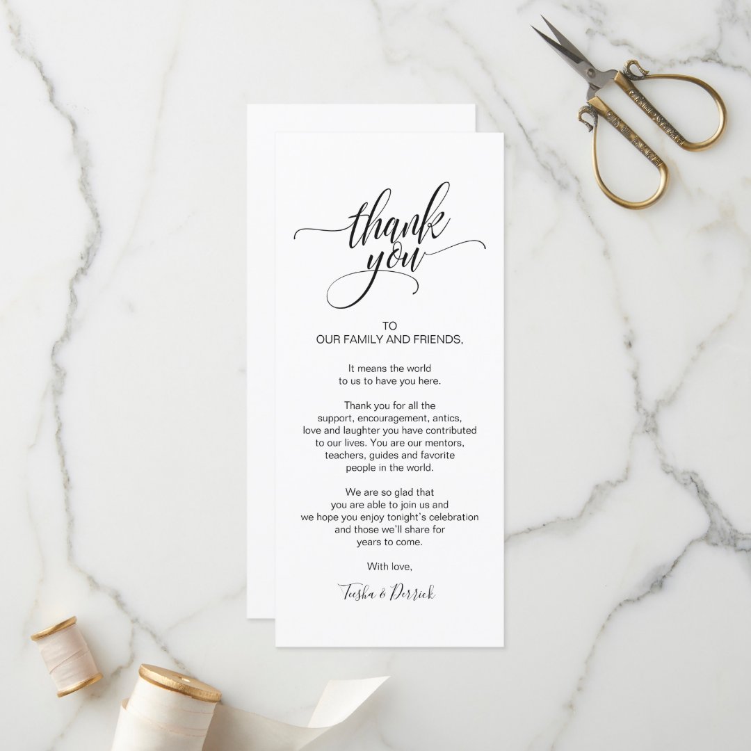 Modern Calligraphy, Place Setting Thank you Program | Zazzle
