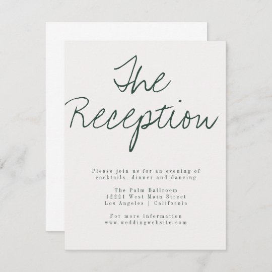 Modern Calligraphy Reception Card | Zazzle.com