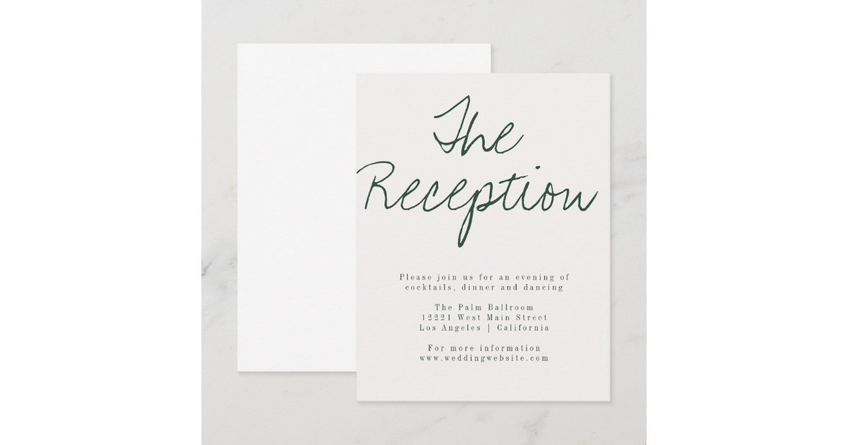 Modern Calligraphy Reception Card | Zazzle