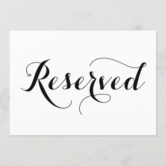 Modern Calligraphy | Reserved Wedding Sign Card | Zazzle.com