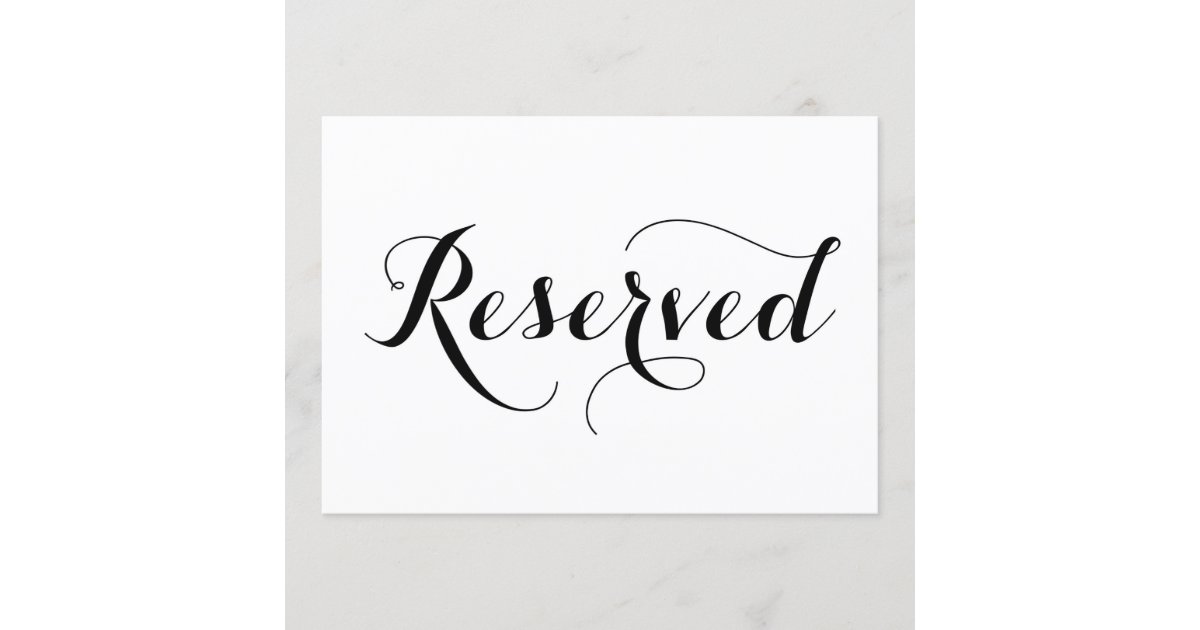 Modern Calligraphy | Reserved Wedding Sign Card | Zazzle.com