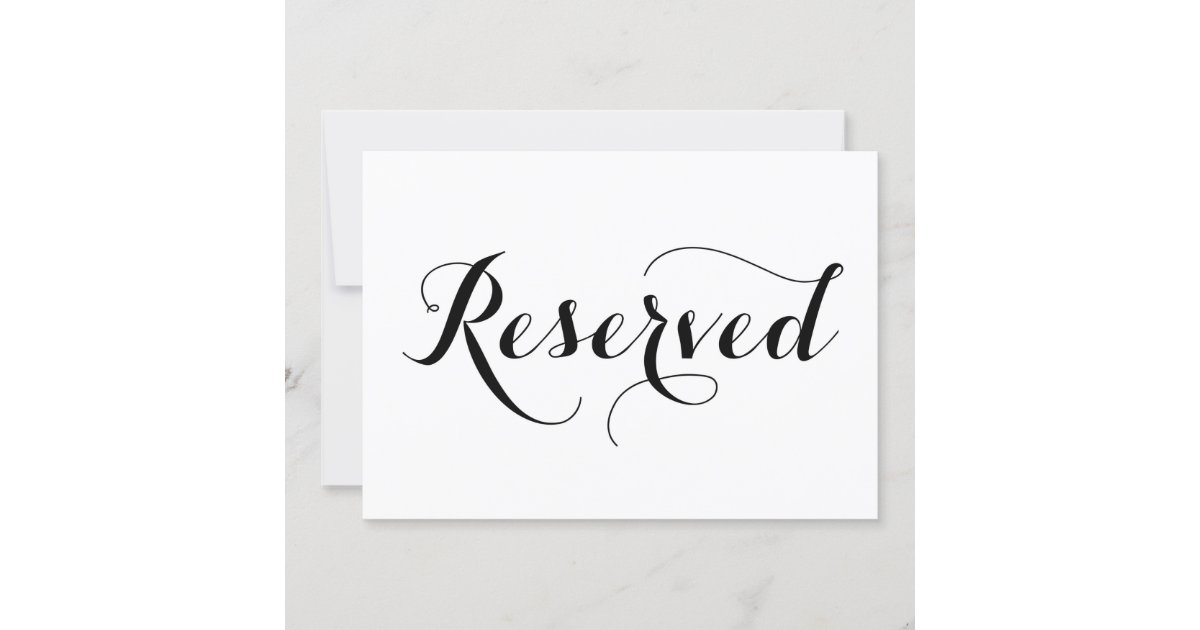 Modern Calligraphy | Reserved Wedding Sign Card | Zazzle