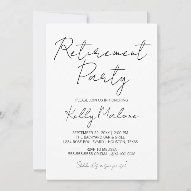 Modern Calligraphy Retirement Party Invitation | Zazzle