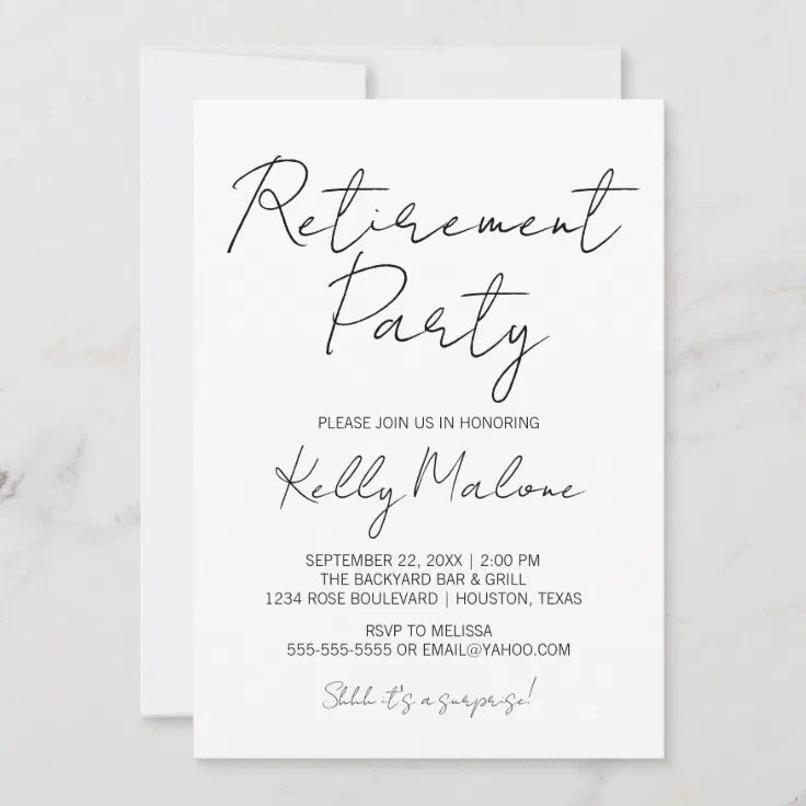 Modern Calligraphy Retirement Party Invitation | Zazzle