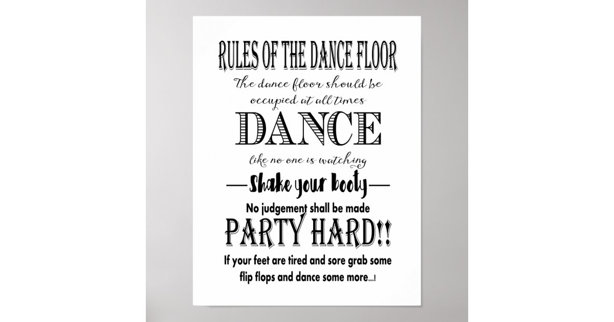 Modern Calligraphy Rules of dance floor wedding Poster | Zazzle