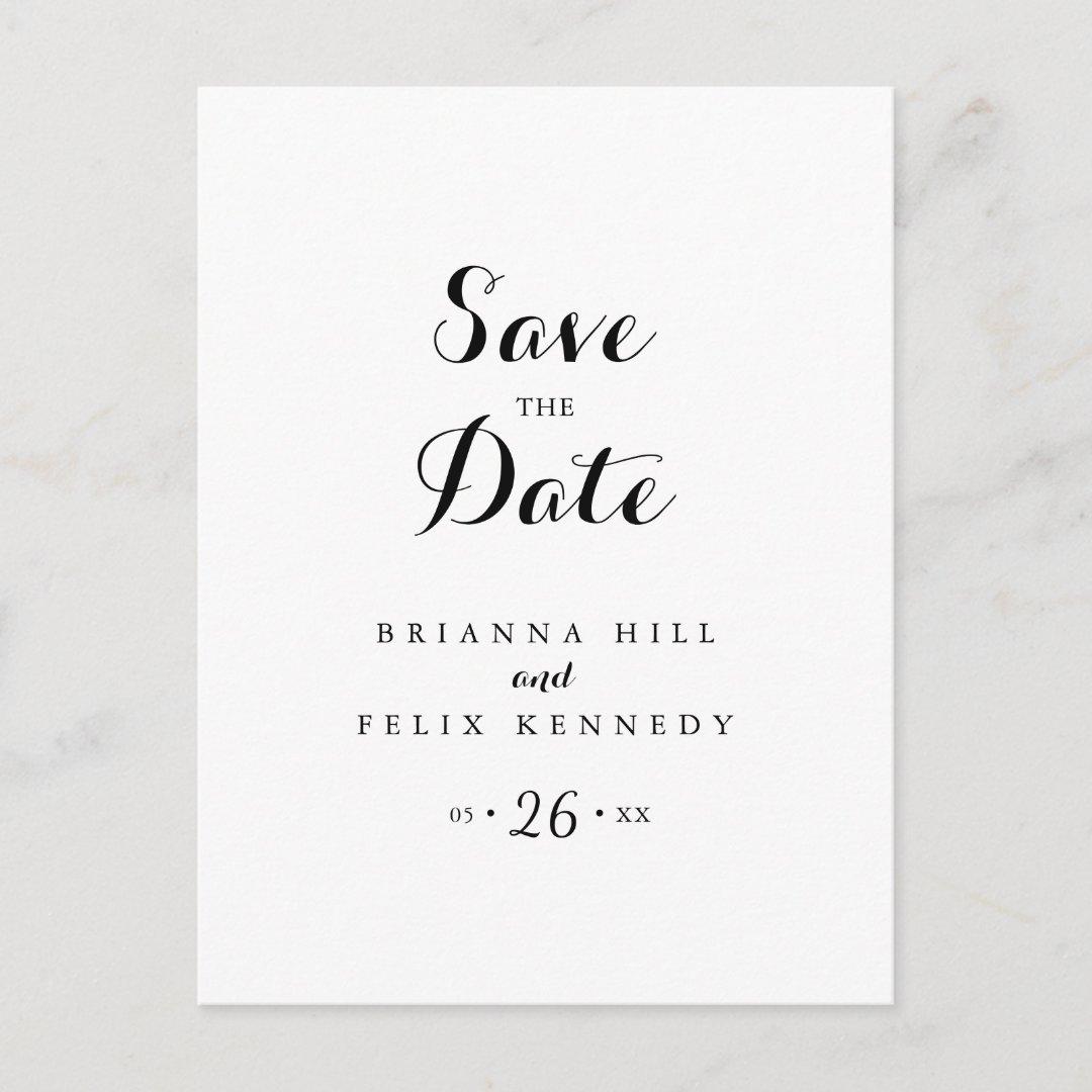 Modern Calligraphy Save the Date Postcard | Zazzle