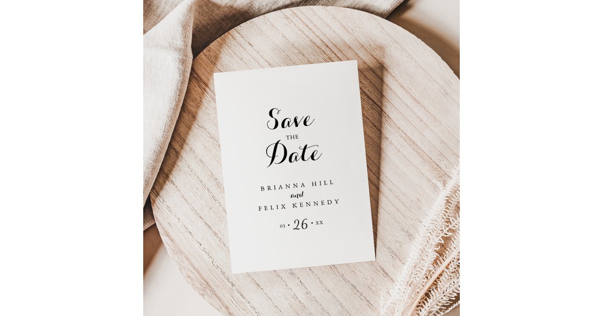 Modern Calligraphy Save the Date Postcard | Zazzle