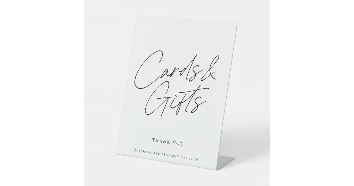Modern Calligraphy Script Cards and Gifts Wedding Pedestal Sign | Zazzle