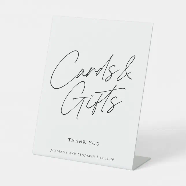 Modern Calligraphy Script Cards and Gifts Wedding Pedestal Sign | Zazzle