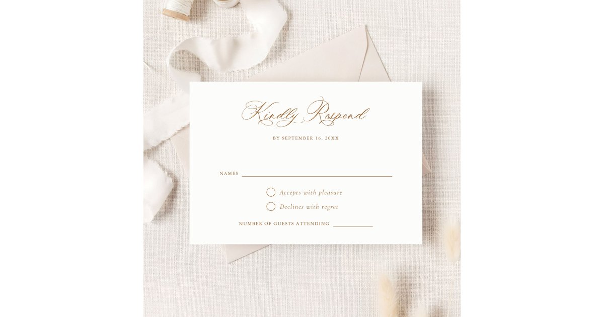 Modern Calligraphy Script Elegant Gold RSVP Invitation | Zazzle
