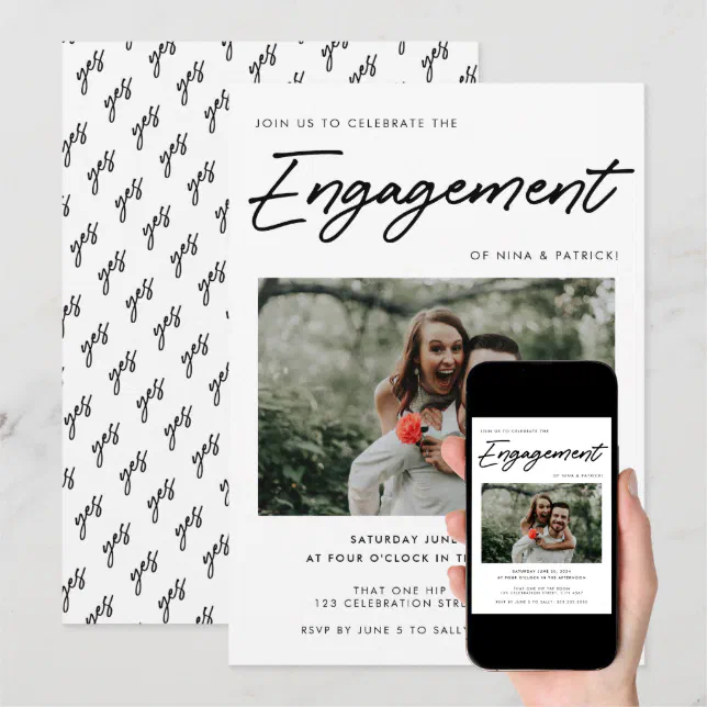 Modern Calligraphy Script Engagement Party Invitation | Zazzle