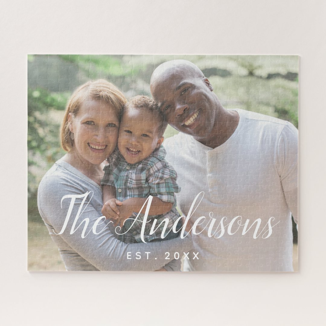 Modern Calligraphy Script Family Full Photo Jigsaw Puzzle | Zazzle