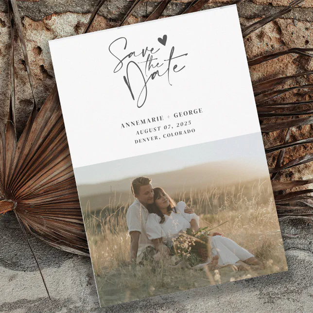 Modern Calligraphy Script Photo Save The Date | Zazzle