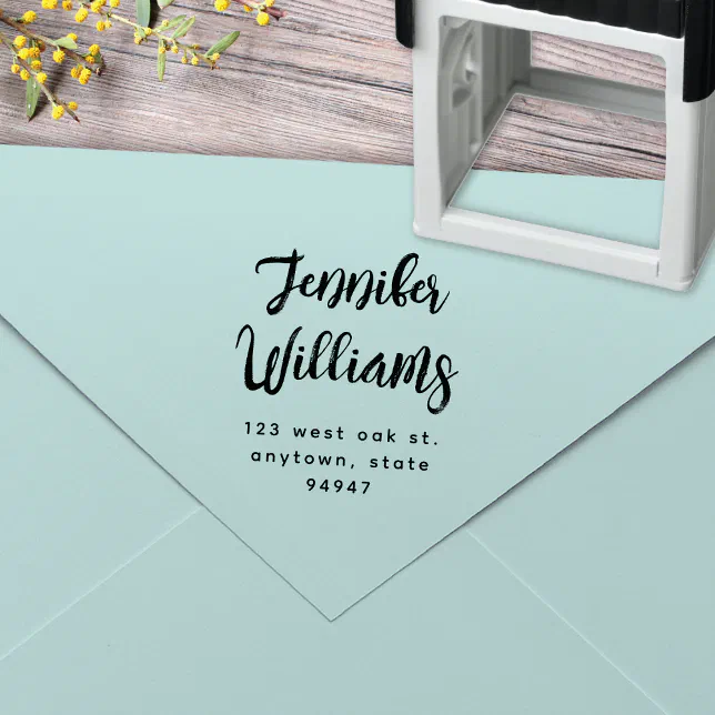 Modern Calligraphy Script Return Address Stamp | Zazzle