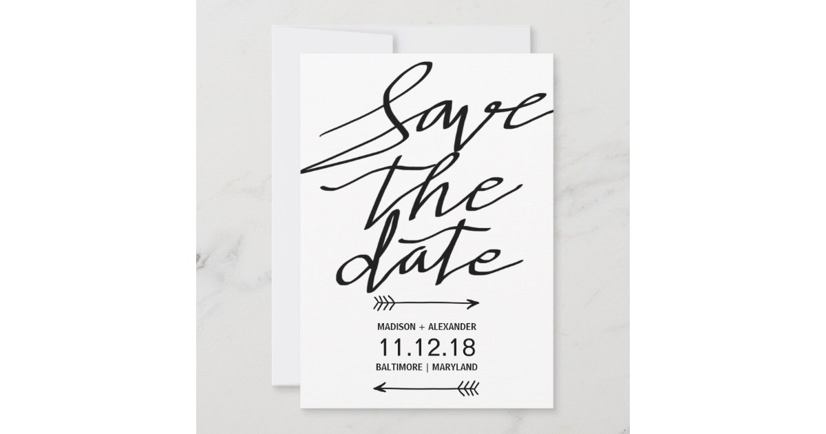 Modern Calligraphy Script Simple Save The Date | Zazzle