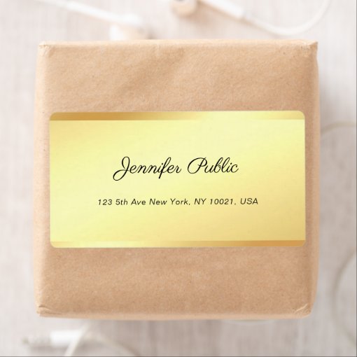 Modern Calligraphy Script Text Elegant Gold Look Label | Zazzle