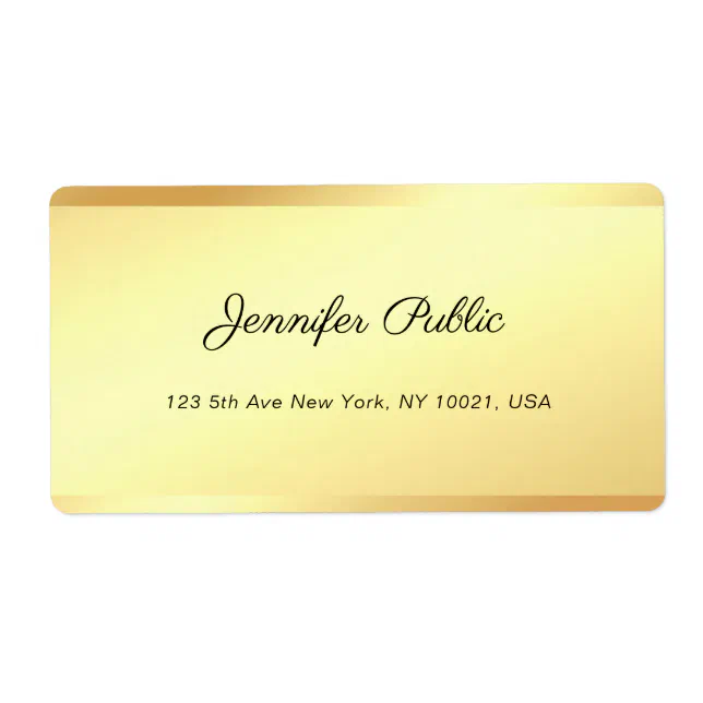 Modern Calligraphy Script Text Elegant Gold Look Label | Zazzle