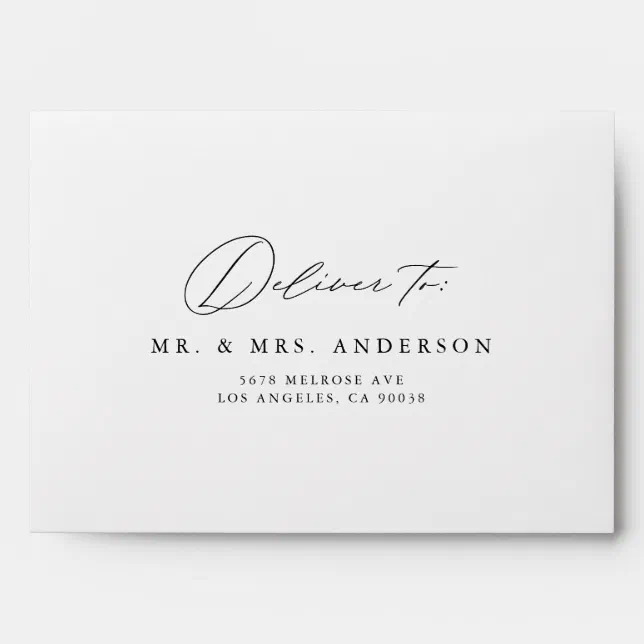 Modern Calligraphy Script Wedding Address Label Envelope | Zazzle