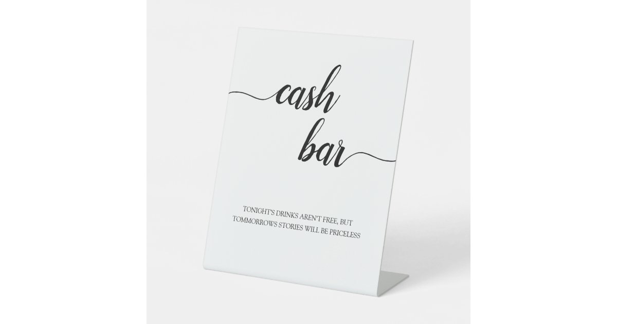 Modern Calligraphy Script Wedding Cash Bar Sign | Zazzle