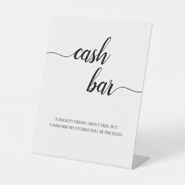 Modern Calligraphy Script Wedding Cash Bar Sign | Zazzle