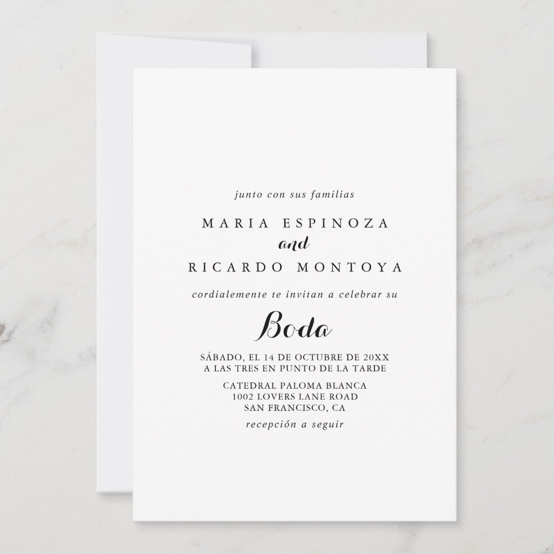 Modern Calligraphy Spanish Wedding Invitation | Zazzle