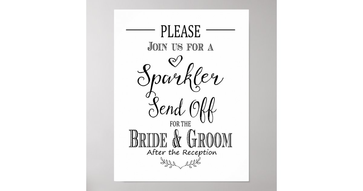 Modern calligraphy Sparkler send off print | Zazzle