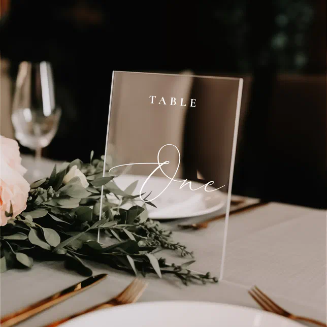 Modern Calligraphy Table One Table Number Window Cling | Zazzle