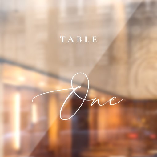 Modern Calligraphy Table One Table Number Window Cling | Zazzle