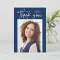 Modern Calligraphy Vertical Two Photo Graduation Thank You Card | Zazzle