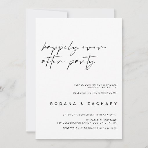 Modern Calligraphy Wedding After Party Photo Invitation | Zazzle